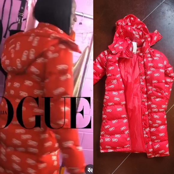 Off-White | Jackets & Coats | Nwt Spo Logo Monogram Red Oversized Long ...